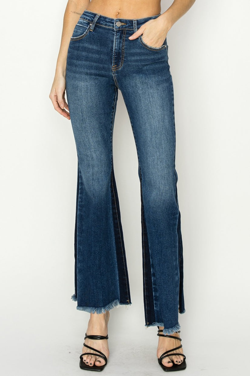 Women's Western Flare Blue Jeans with Slits On the Side – Runner Island®