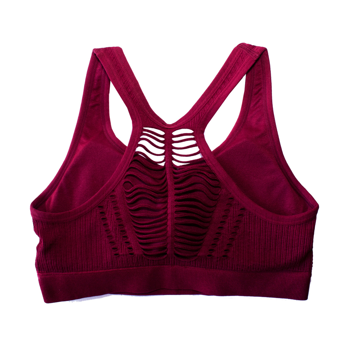 Red Wine Ribbed Sports Bra | Runner Island®